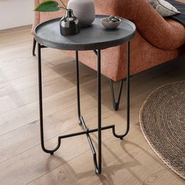 Pharao24.de Beistelltisch Industriestil in Schwarzgrau und Schwarz 60 cm hoch