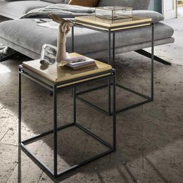 Pharao24.de Sofa Beitische aus Metall Goldfarben und Schwarz (zweiteilig)