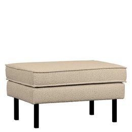 Pharao24.de Retrostil Polster Hocker in Beige Boucle Vierfu&szlig;gestell aus Metall