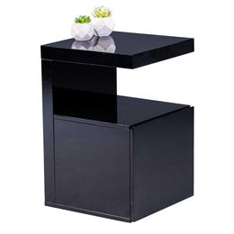 Pharao24.de Schwarzer Beistelltisch mit einer Schublade 60 cm hoch