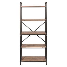 Pharao24.de Buchregal in Schwarz und Holz verwitterter Optik 160 cm hoch