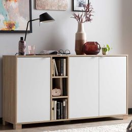 Pharao24.de Esszimmerkommode in Eiche hell und Wei&szlig; modernem Design