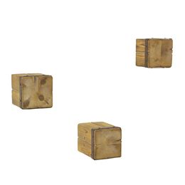 Pharao24.de Deko H&auml;ngeregal Set aus Tanne Massivholz und Metall quadratisch (dreiteilig)