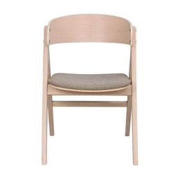 Pharao24.de Esstisch St&uuml;hle in Eichefarben White Wash Webstoff Hellbraun (2er Set)