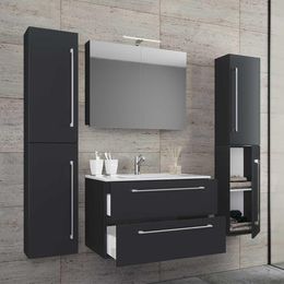Pharao24.de Badezimmerm&ouml;bel 4teilig schwarz 150 cm hoch 46 cm tief (vierteilig)