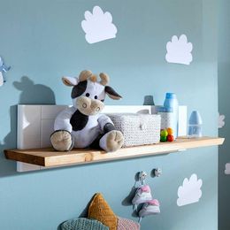 Pharao24.de Babyzimmer Wandboard in Wei&szlig; und Eichefarben Kiefer Massivholz