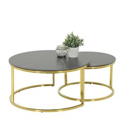 Pharao24.de Designercouchtisch aus Sinterstein Ringgestell (zweiteilig)