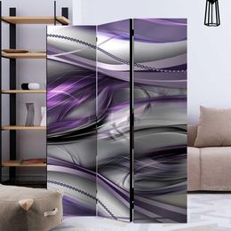 Pharao24.de Trennwand Paravent in Grau und Violett Leinwand F&uuml;llung