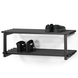 Pharao24.de Metall Schuhregal in Schwarz pulverbeschichtet Wandmontage