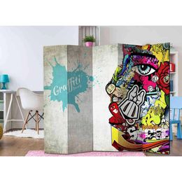Pharao24.de Raumteiler Paravent f&uuml;r Jugendzimmer Graffiti Motiv