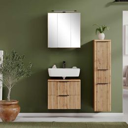 Pharao24.de Badset dreiteilig modern Made in Germany LED Beleuchtung (dreiteilig)