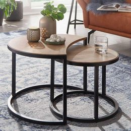 Pharao24.de Wohnzimmer Tisch 2er Set 60 cm breit Industry und Loft Stil (zweiteilig)
