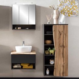 Pharao24.de Landhausstil Badm&ouml;bel Set mit LED Beleuchtung Waschbecken (dreiteilig)