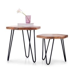 Pharao24.de Beistelltisch Set Sofa modern mit sechseckigen Tischplatten 55 cm hoch (zweiteilig)