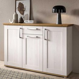 Pharao24.de Sideboard Kommode in Wei&szlig; und Wildeichefarben