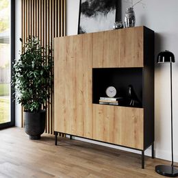 Pharao24.de Wohnzimmerschrank Wohnzimmer Schrank mit einem offenen Fach und Vierfu&szlig;gestell
