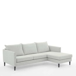 Pharao24.de Sofa Eckgarnitur in Offwhite Webstoff beidseitig mointierbar
