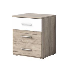 Pharao24.de Nachttischschr&auml;nkchen in Eiche San Remo & Weiss 55 cm hoch