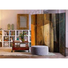 Pharao24.de Leinwand Paravent mit abstraktem Muster Orange und Braun