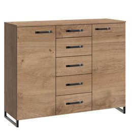 Pharao24.de Industrial Sideboard mit f&uuml;nf Schubladen B&uuml;gelgestell aus Metall