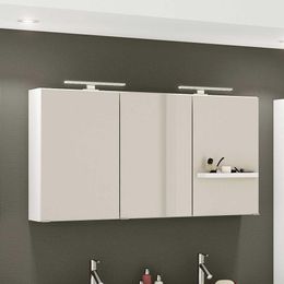 Pharao24.de 3 t&uuml;riger Badezimmer Spiegelschrank in Wei&szlig; 120 cm breit