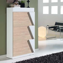 Pharao24.de Schuhklappenschrank in Eiche Bianco und Wei&szlig; modern
