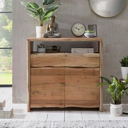 Pharao24.de Design Holzkommode mit Baumkante Akazie Massivholz 90x90x40 cm Pharao24