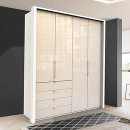 Pharao24.de Jugendkleiderschrank in Creme Wei&szlig; Glas beschichtet Made in Germany