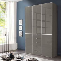 Pharao24.de Dreht&uuml;rschrank Schlafzimmerschrank mit f&uuml;nf Schubladen Front glasbeschichtet