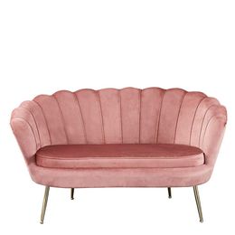 Pharao24.de Design Sofa in Rosa Samt muschelf&ouml;rmig