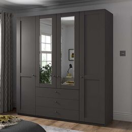 Pharao24.de Schrank mit Spiegelt&uuml;ren dunkelgrau 200 cm breit 216 cm hoch