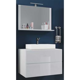 Pharao24.de G&auml;stebad M&ouml;bel in Wei&szlig; Hochglanz 52 cm tief (zweiteilig)