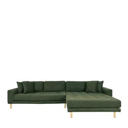 Pharao24.de XL Wohnzimmer Sofa in Oliv Gr&uuml;n Fu&szlig;gestell aus Eichenholz