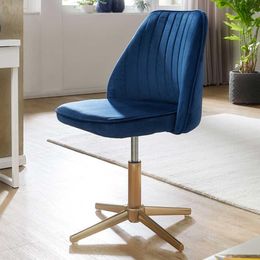 Pharao24.de Modernder Drehstuhl in Blau und Goldfarben 60 cm breit