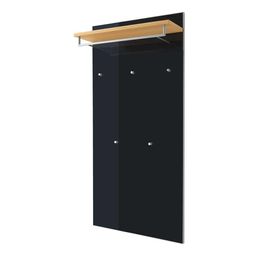 Pharao24.de Wandpaneel Garderobe in Anthrazit Glas beschichtet Eiche Bianco furniert