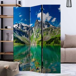 Pharao24.de Paravent alpin mit Berglandschaft Motiv Leinwand F&uuml;llung