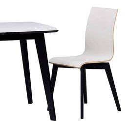 Pharao24.de Design Esszimmerstuhl in Schwarz Wei&szlig; Holzbeine (2er Set)