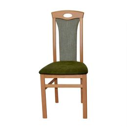 Pharao24.de Polsterstuehle Esszimmer aus Buche Massivholz Bezug Gr&uuml;n (2er Set)