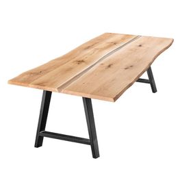 Pharao24.de Baumkanten Tisch Tisch Massivholz mit A Fu&szlig;gestell im Industry und Loft Stil