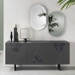 Pharao24.de Gro&szlig;es Sideboard Anthrazit in modernem Design Wangengestell