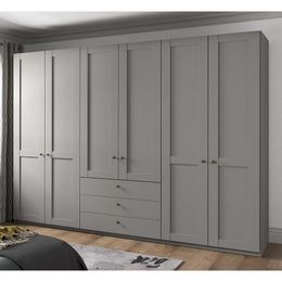 Pharao24.de Kleiderschrank in Hellgrau Landhaus 300 cm breit 58 cm tief