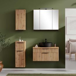 Pharao24.de Design Badmoebelkomplettset in Wildeichefarben Schwarz (vierteilig)