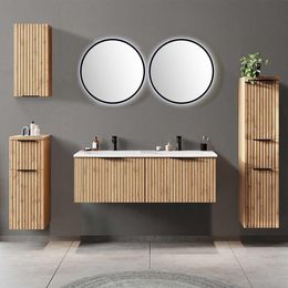 Pharao24.de Designbadm&ouml;bel in Wildeichefarben Made in Germany (sechsteilig)