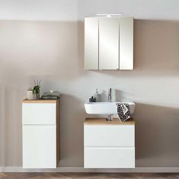 Pharao24.de G&auml;ste WC M&ouml;bel Set in Wei&szlig; Wildeichefarben (dreiteilig)