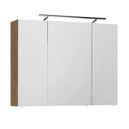 Pharao24.de Spiegelschrank Bad modern in Eiche dunkel die Wandmontage