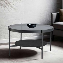 Pharao24.de Sofatisch Salontisch aus Rauchglas und Metall
