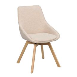 Pharao24.de Esszimmerstuhl Stuhl Esszimmer in Cremewei&szlig; aus Webstoff (2er Set)