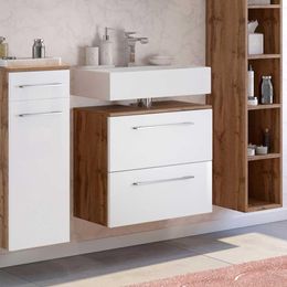 Pharao24.de Waschtisch in Wei&szlig; und Wildeiche Optik 60 cm breit