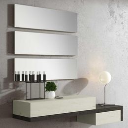Pharao24.de Flur Set in Creme Wei&szlig; und Schwarzgrau Wandmontage (vierteilig)