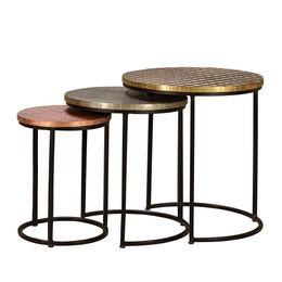 Pharao24.de Beistelltische Tisch Set aus Metall untereinander stellbar (dreiteilig)